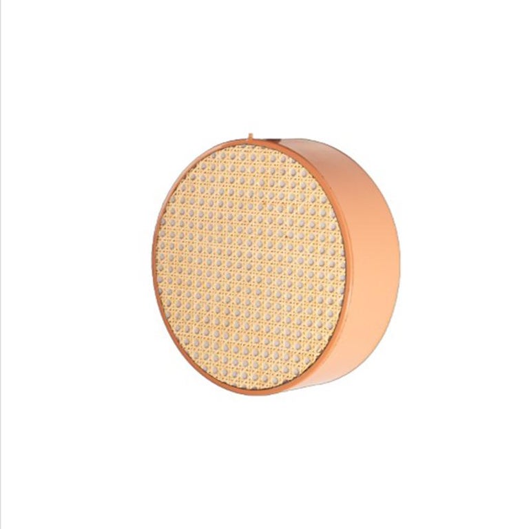 Art Deco inspired Monaco Wall I Lamp Small in Copper color and Rattan ...