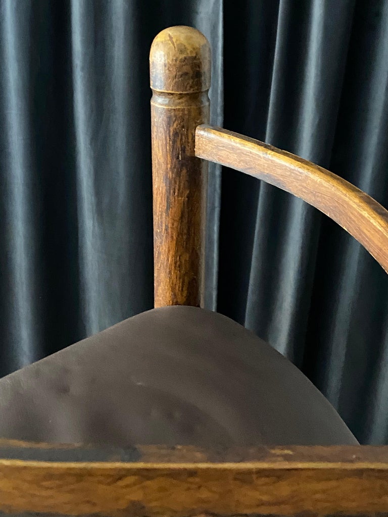 Monastery Chair, Carved and Stained Wood, Leather, Sweden, Early 20th ...