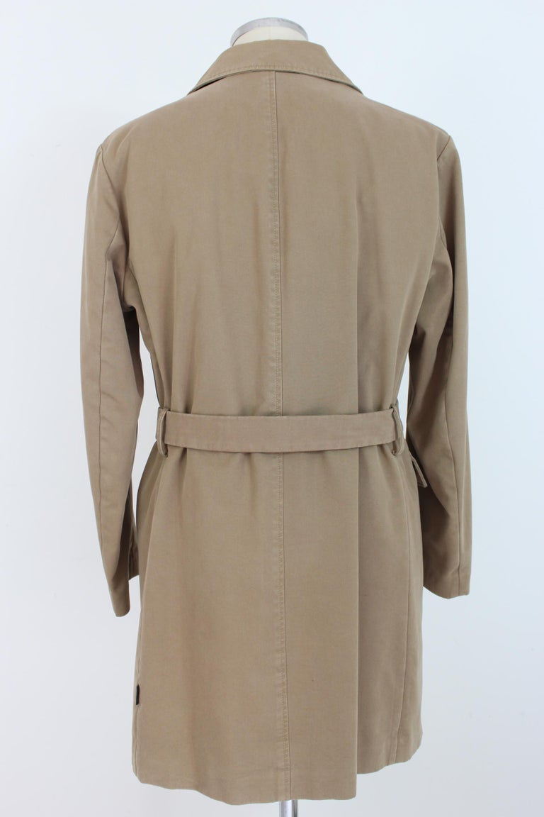 Moncler Beige Cotton Classic Long Waterprof Coat Down Padding Trench ...