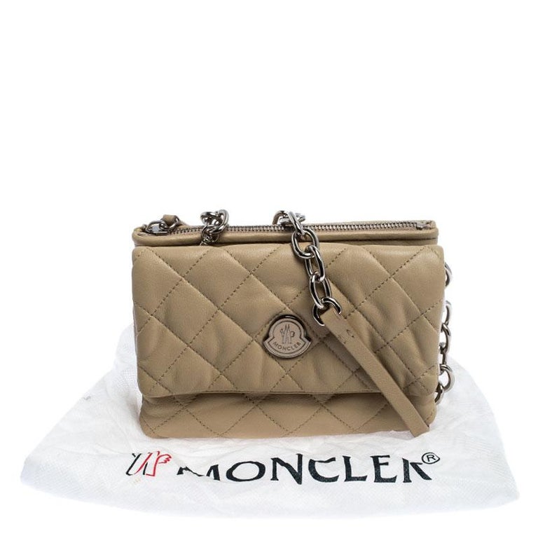 Moncler Beige Quilted Leather Flap Crossbody Bag For Sale at 1stDibs
