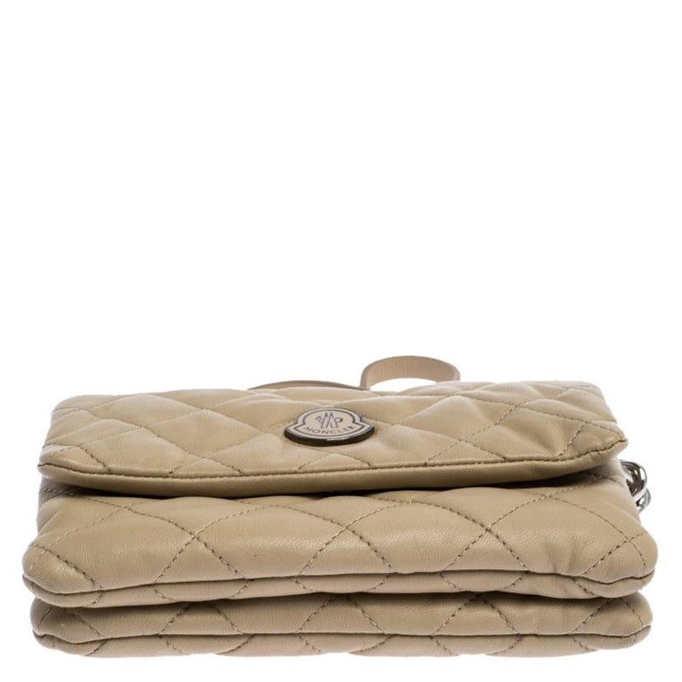 Moncler Beige Quilted Leather Flap Crossbody Bag For Sale at 1stDibs