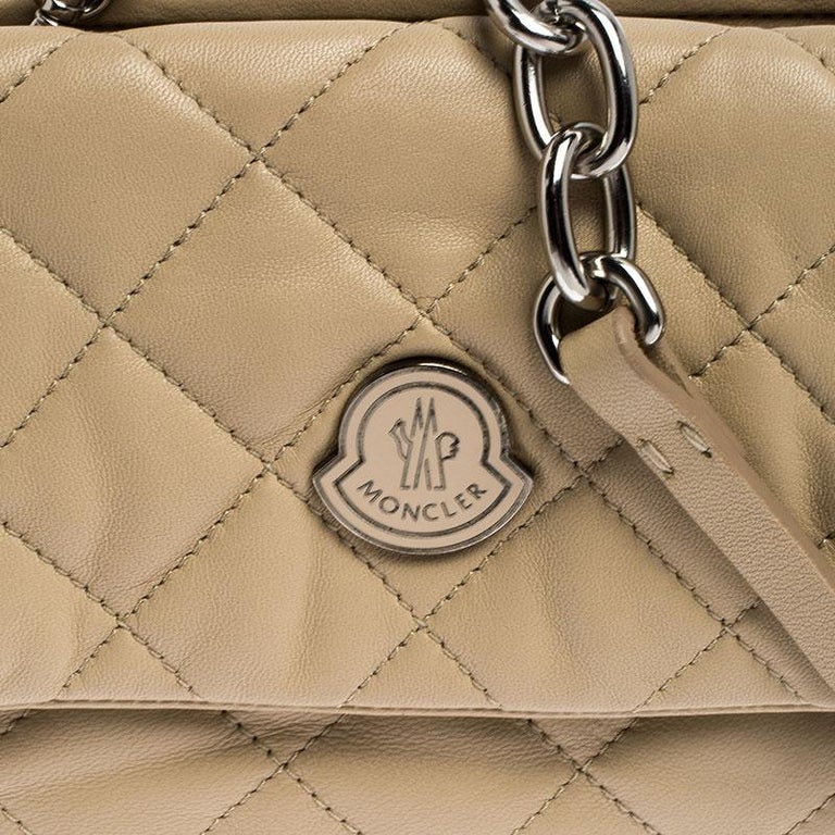 Moncler Beige Quilted Leather Flap Crossbody Bag For Sale at 1stDibs