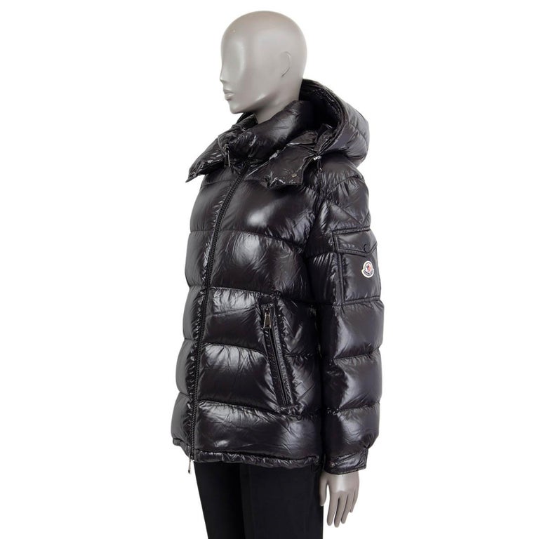 MONCLER black MARIE SHINY PUFFER DOWN Jacket 4 XL For Sale at 1stDibs