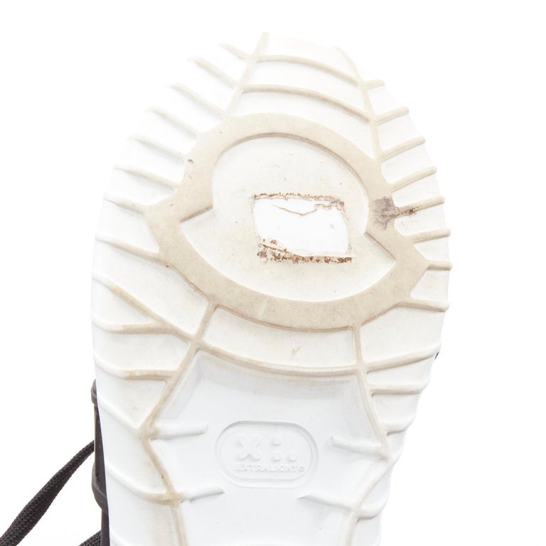 MONCLER black neoprene plastic caged metallic leather heel sports ...