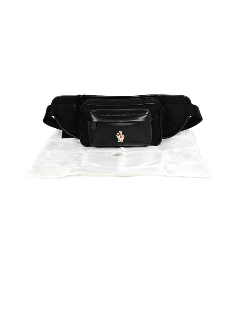 Moncler Black Nylon Leather Unisex Front Pocket Waist Pouch Belt Bag ...