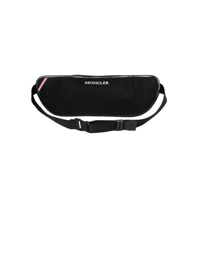 Moncler Black Nylon Leather Unisex Front Pocket Waist Pouch Belt Bag ...