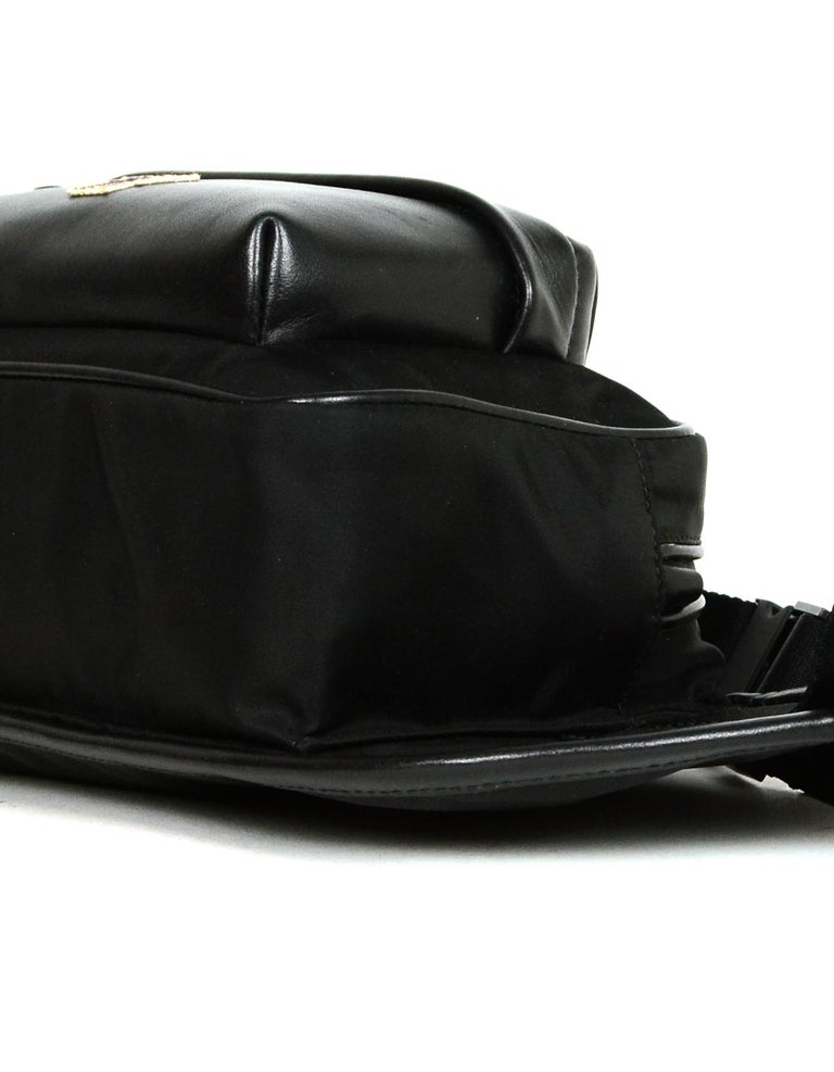 Moncler Black Nylon Leather Unisex Front Pocket Waist Pouch Belt Bag ...