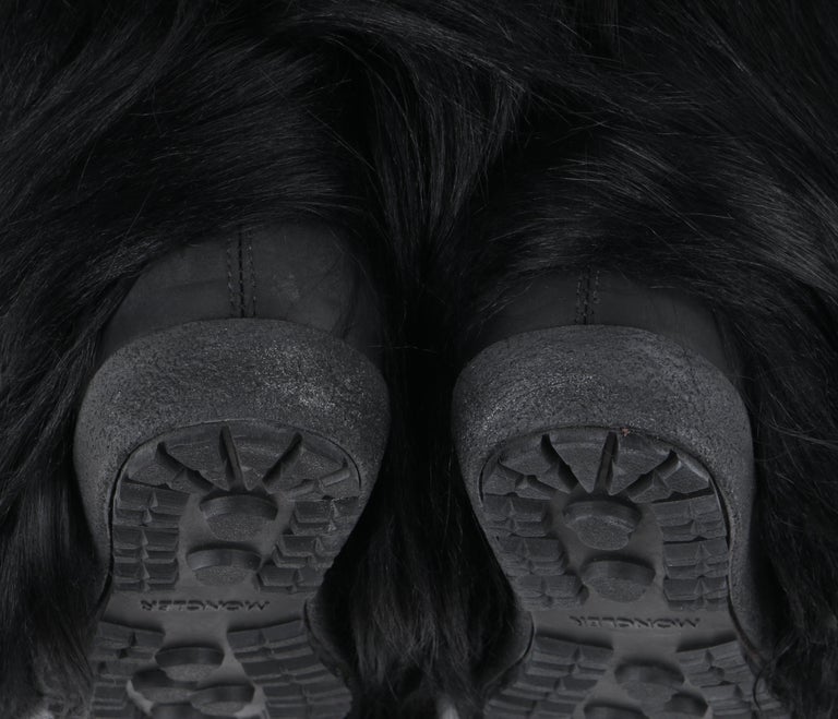 MONCLER c.2013 Black Goat Long Fur Over The Knee Winter Post-Ski Apres ...