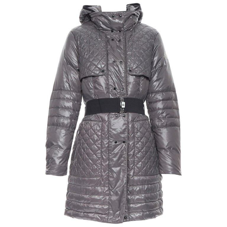 MONCLER Carson grey quilted genuine down feather padded puffer coat Sz ...