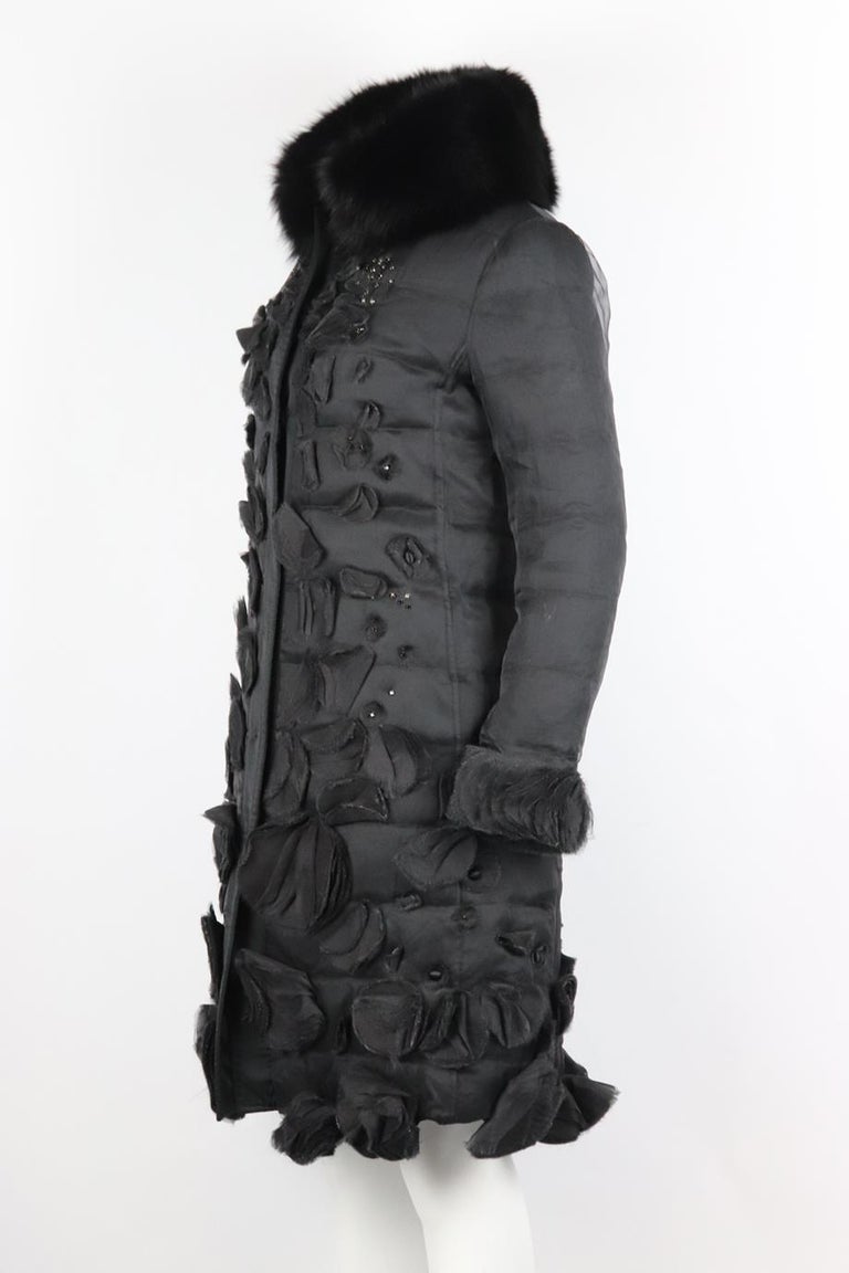 Moncler Gamme Rouge Fox Fur Trimmed Quilted Silk Organza Down Coat Uk ...