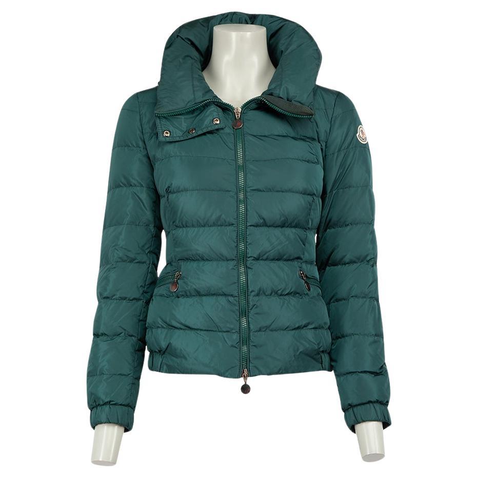 Moncler Green Funnel Neck Down Puffer Jacket Size S For Sale at 1stDibs