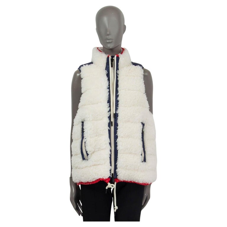 MONCLER GRENOBLE white SHEARLING FUR PADDED DOWN Vest Jacket L For Sale ...