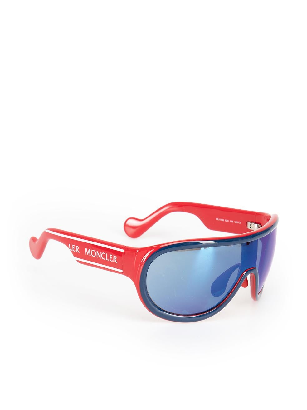 Moncler Red Mirrored Shield Sunglasses For Sale at 1stDibs