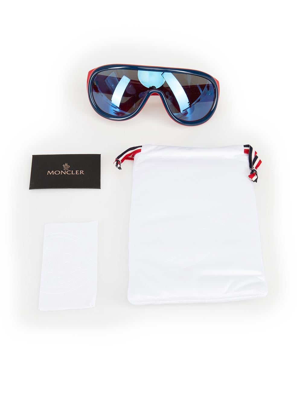 Moncler Red Mirrored Shield Sunglasses For Sale at 1stDibs