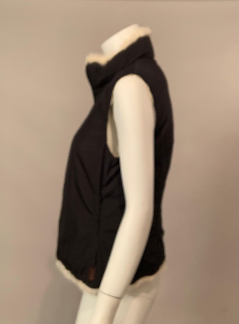 Moncler Reversible Down Vest Black or Cream with White Mink Trim at 1stDibs