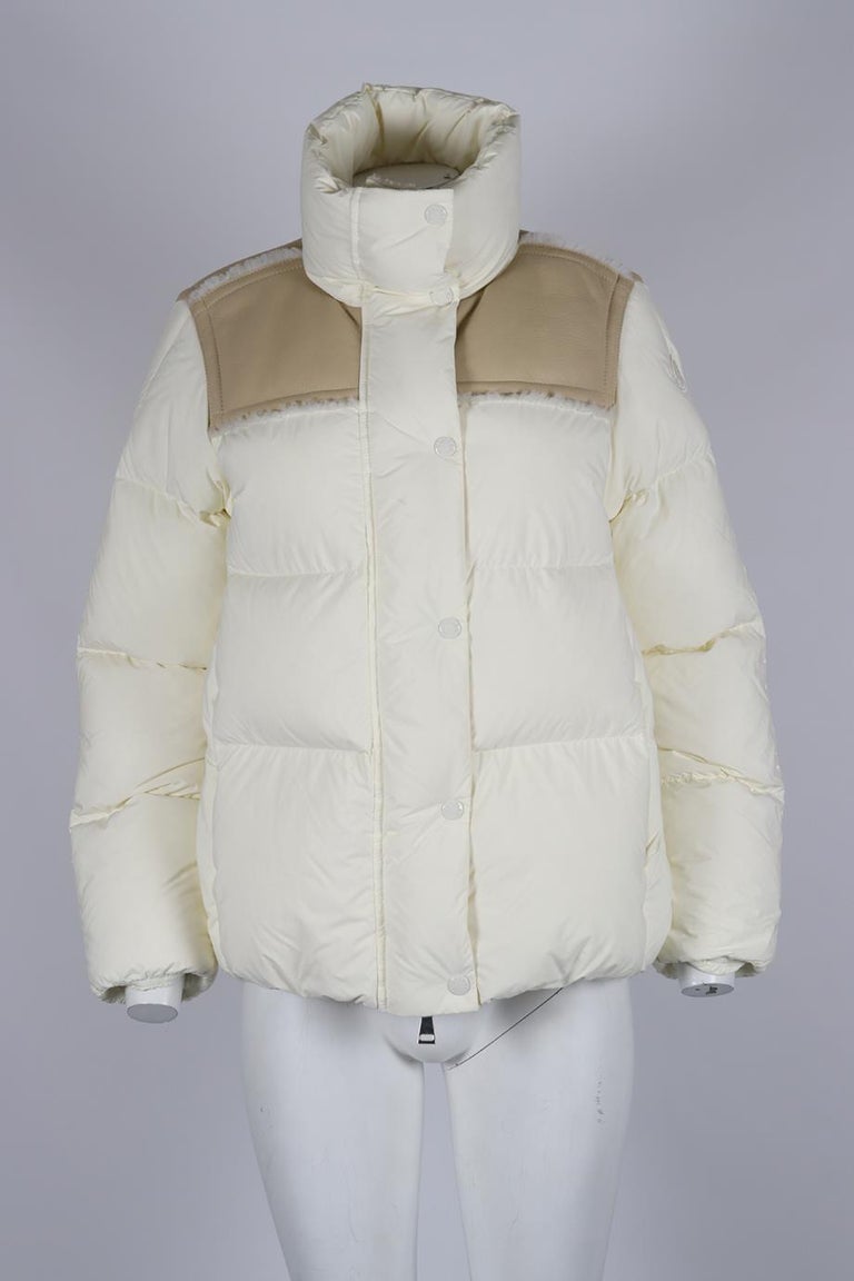 Moncler Shearling Trimmed Quilted Shell Down Jacket Uk 8 For Sale at ...