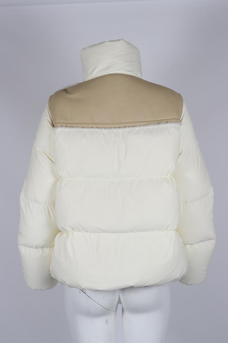 Moncler Shearling Trimmed Quilted Shell Down Jacket Uk 8 For Sale at ...