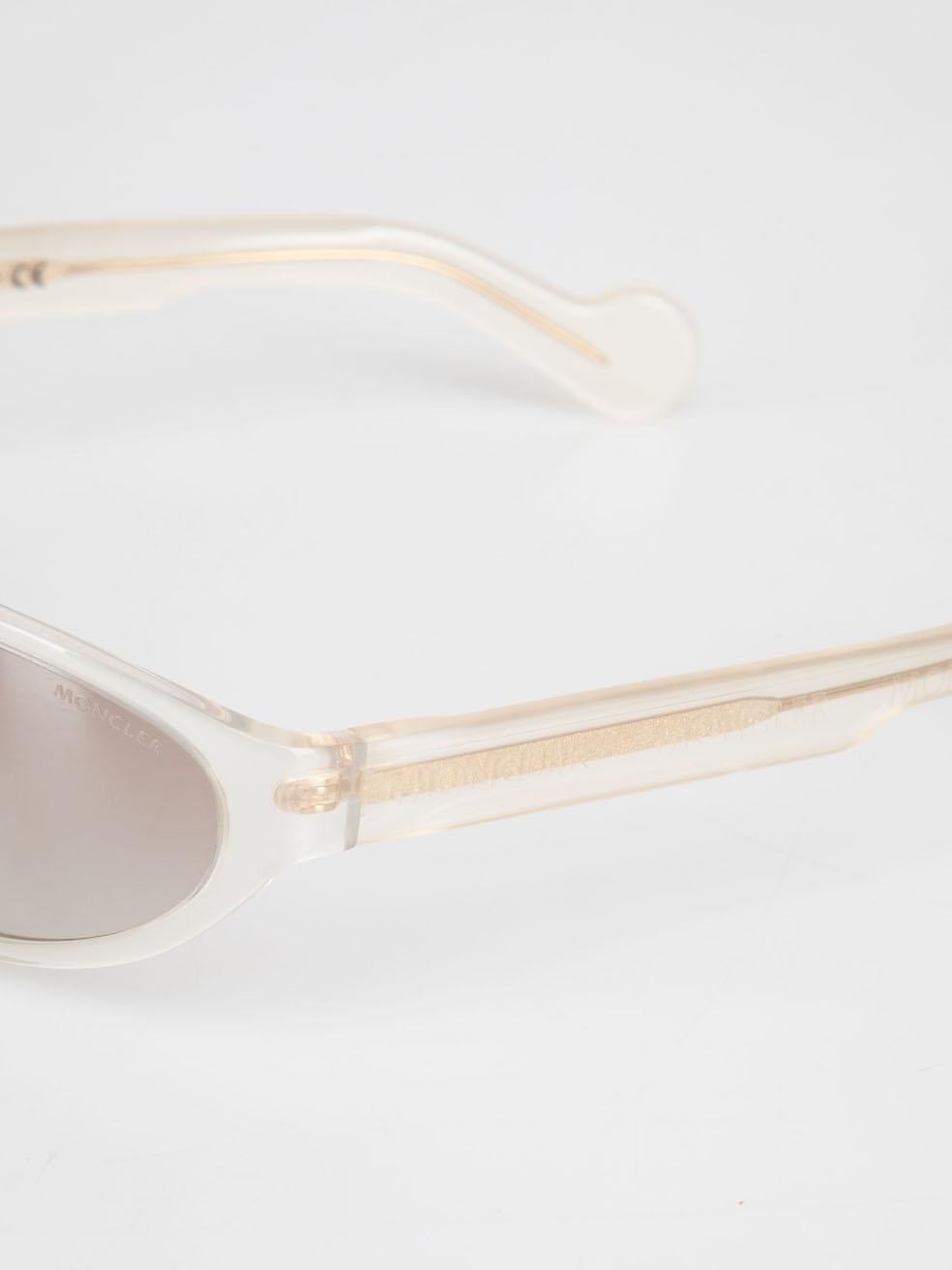 Moncler White Transparent Oval Sunglasses For Sale at 1stDibs