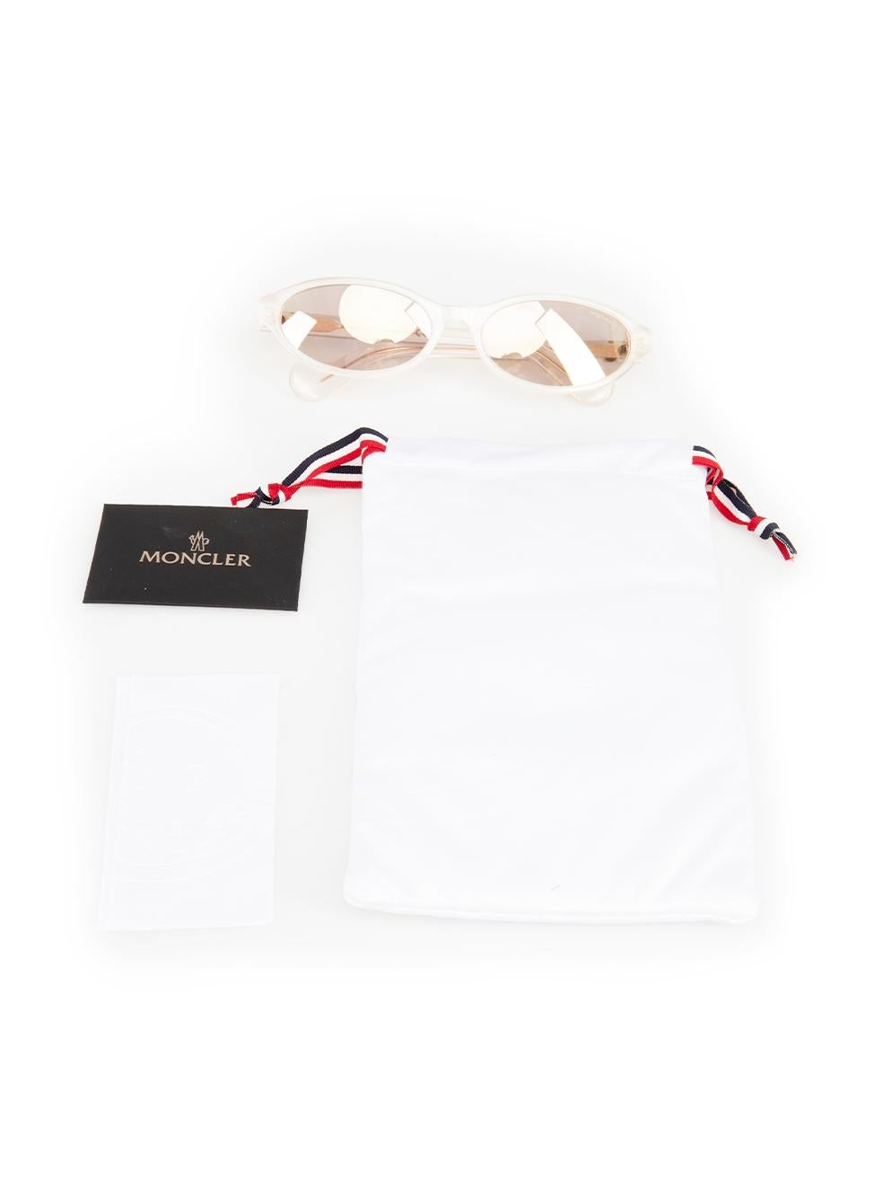 Moncler White Transparent Oval Sunglasses For Sale at 1stDibs