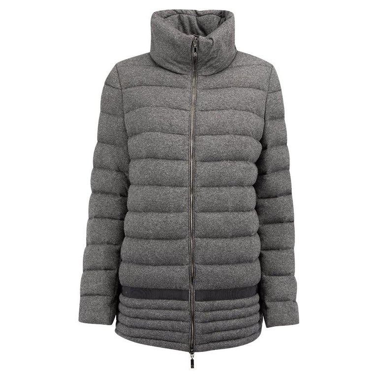 Moncler Women's Grey Angora Blend Quilted Down Jacket For Sale at 1stDibs