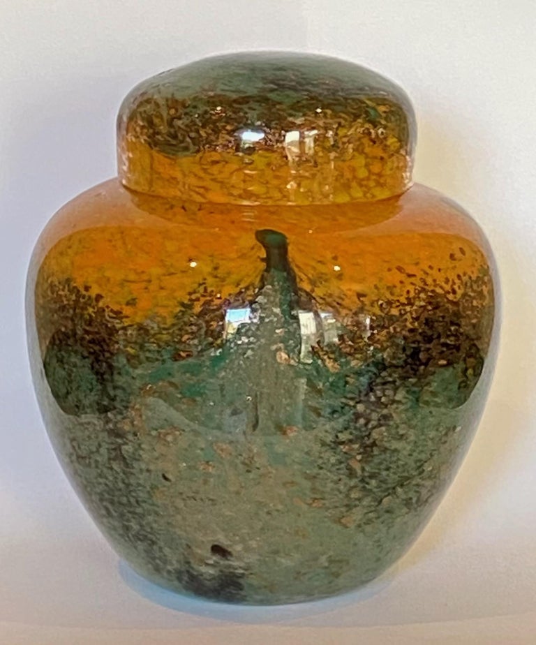 Moncrieff Monart Art Glass Vase Lidded Jar, Scotland, Mid-20th Century ...