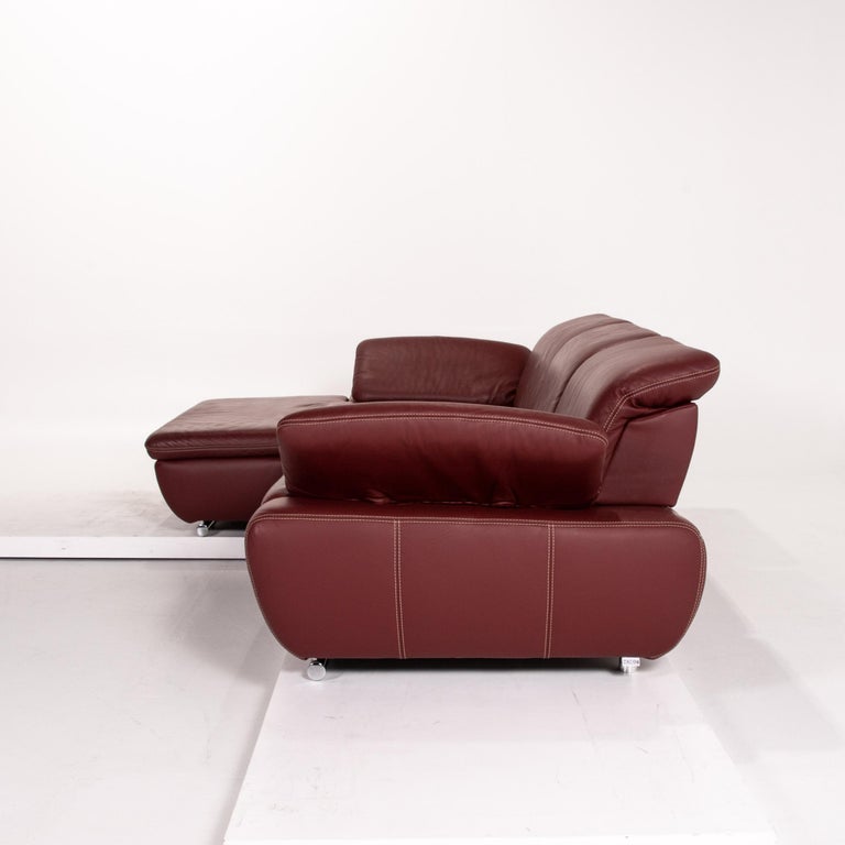 Mondo Clair Leather Corner Sofa Burgundy Red Couch For Sale at 1stDibs ...