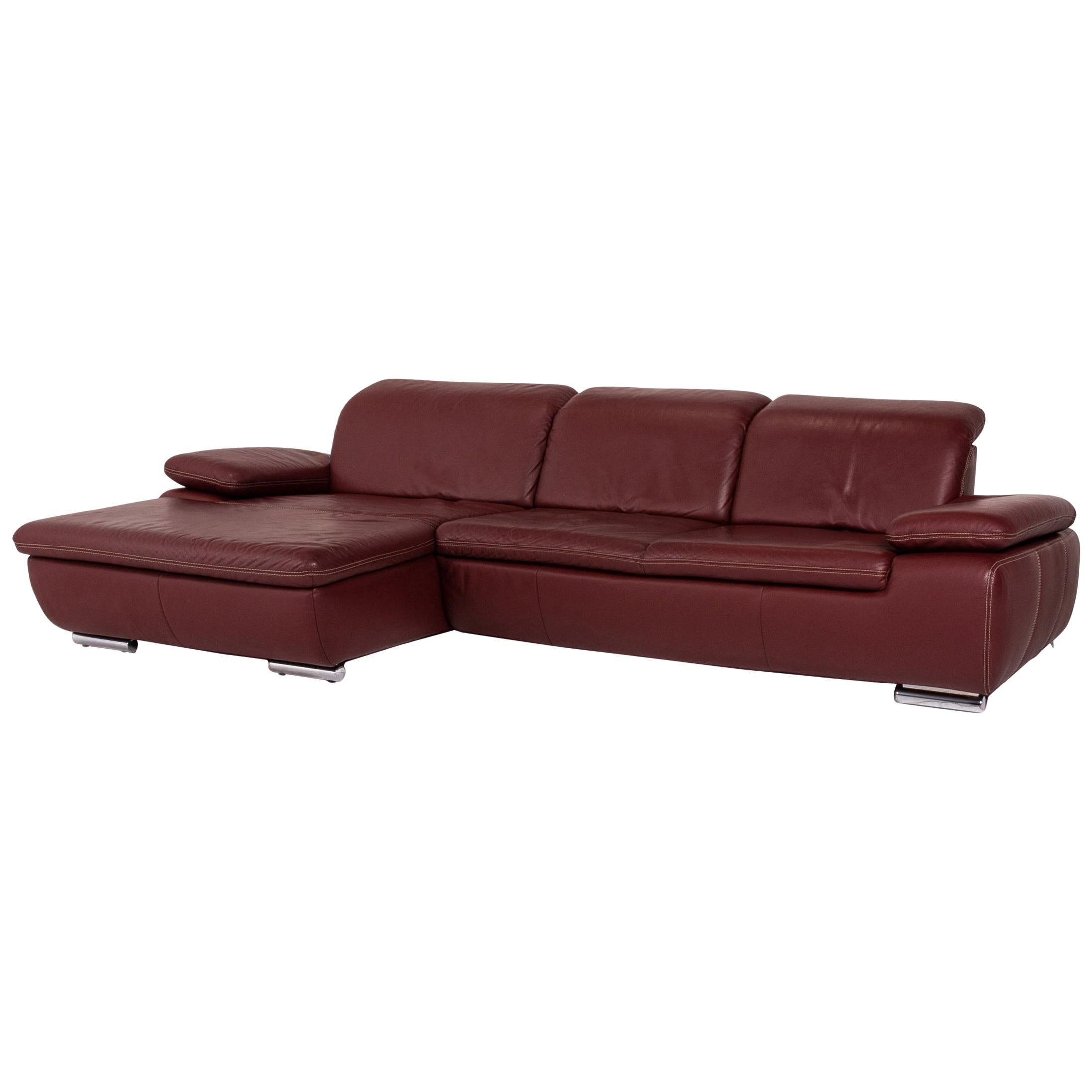 Mondo Clair Leather Corner Sofa Burgundy Red Couch For Sale at 1stDibs ...