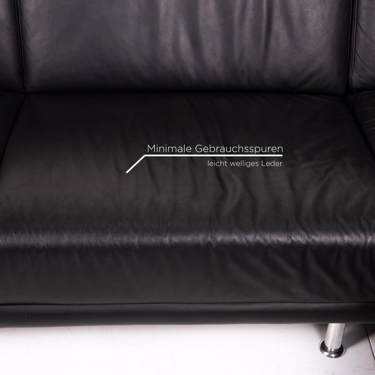 Mondo Leather Corner Sofa Black Sofa Couch For Sale at 1stDibs