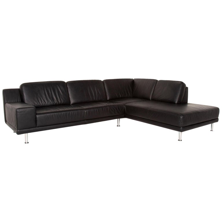 Mondo Leather Corner Sofa Black Sofa Couch For Sale at 1stDibs | mondo sofa