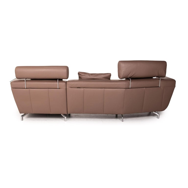 Mondo Leather Corner Sofa Gray Brown Function Sofa Couch For Sale at ...