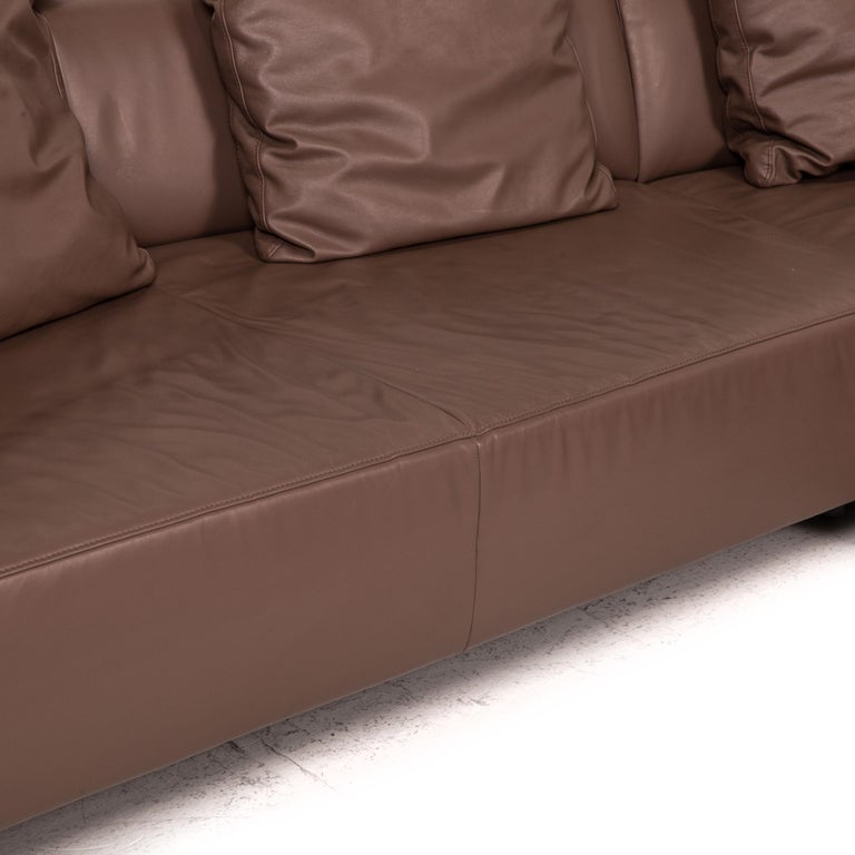 Mondo Leather Corner Sofa Gray Brown Function Sofa Couch For Sale at ...