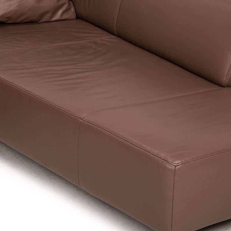 Mondo Leather Corner Sofa Gray Brown Function Sofa Couch For Sale at ...