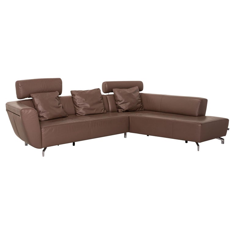 Mondo Leather Corner Sofa Gray Brown Function Sofa Couch For Sale at ...