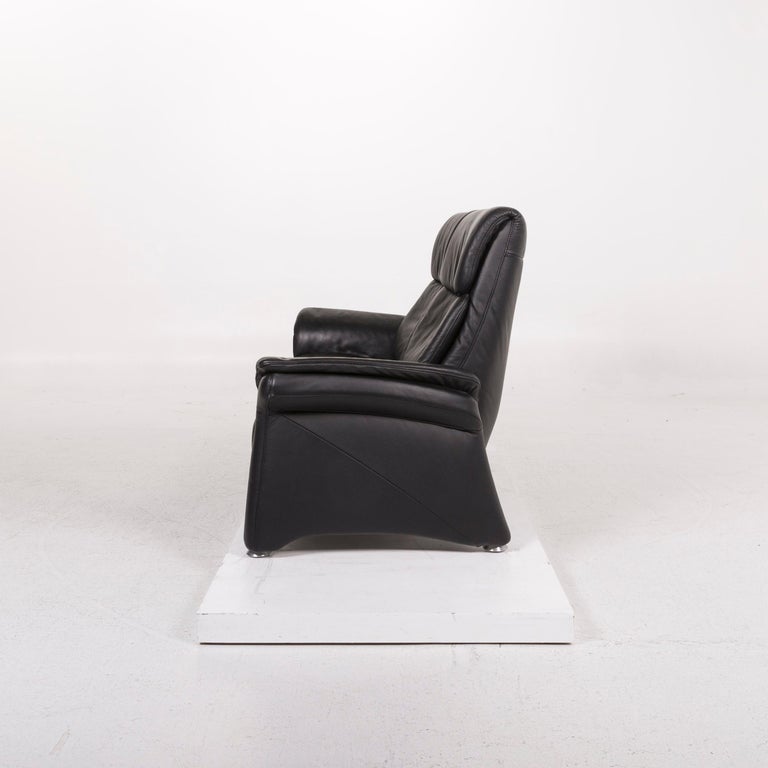 Mondo Leather Sofa Black Two-Seat Couch For Sale at 1stDibs