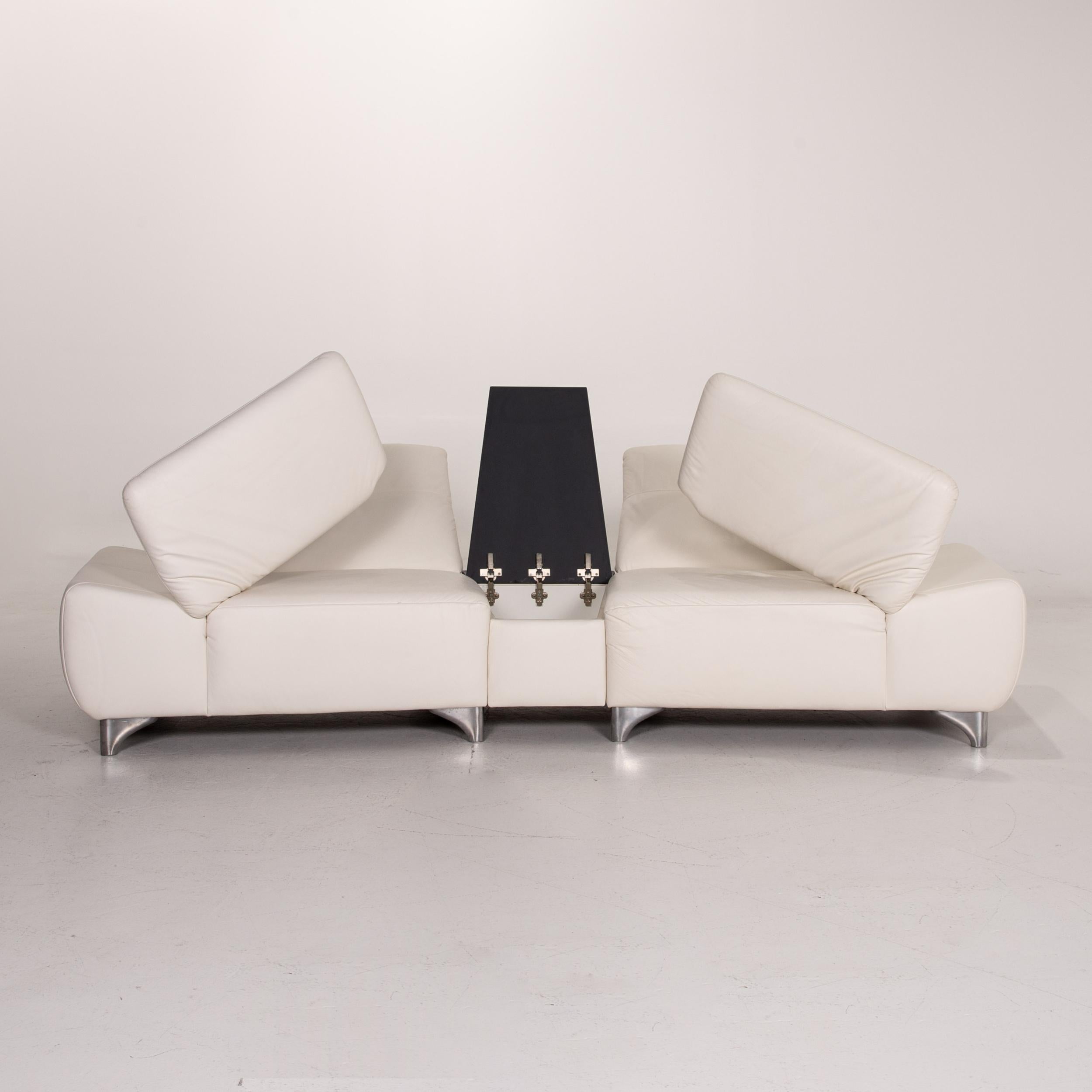 Mondo Leather Sofa White Two-Seat Relax Function Function Couch For Sale at 1stDibs | mondo sofa ...