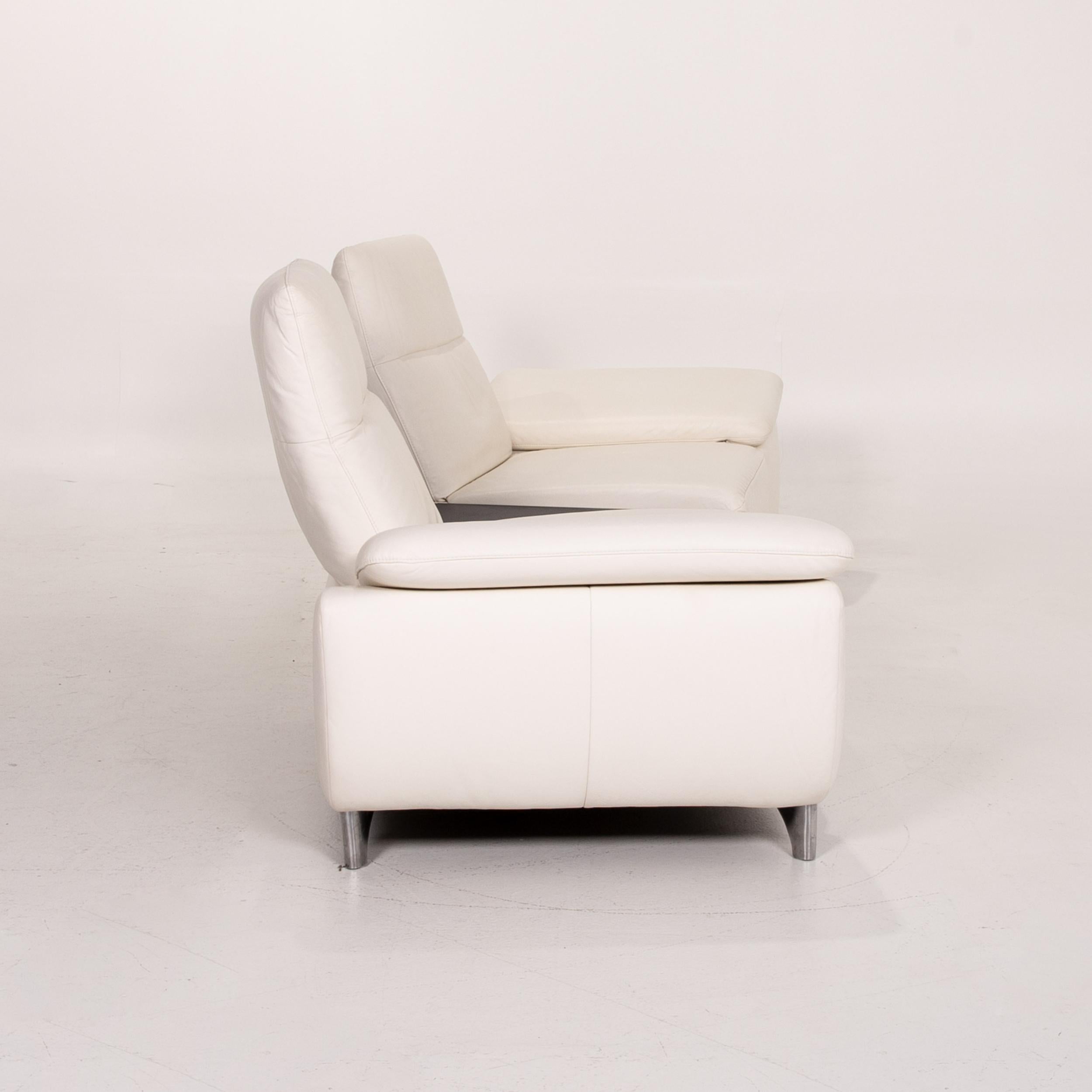 Mondo Leather Sofa White Two-Seat Relax Function Function Couch For ...