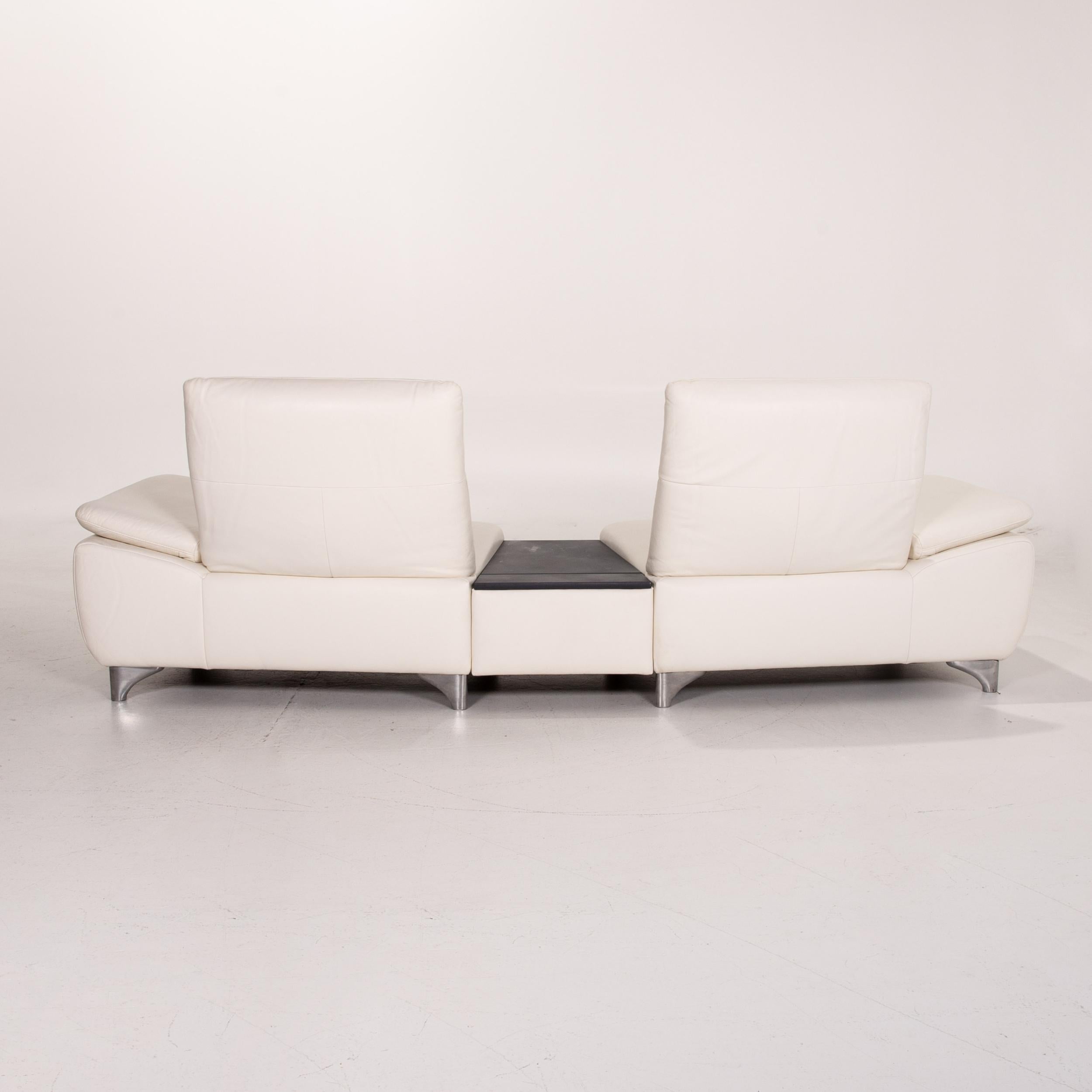 Mondo Leather Sofa White Two-Seat Relax Function Function Couch For ...