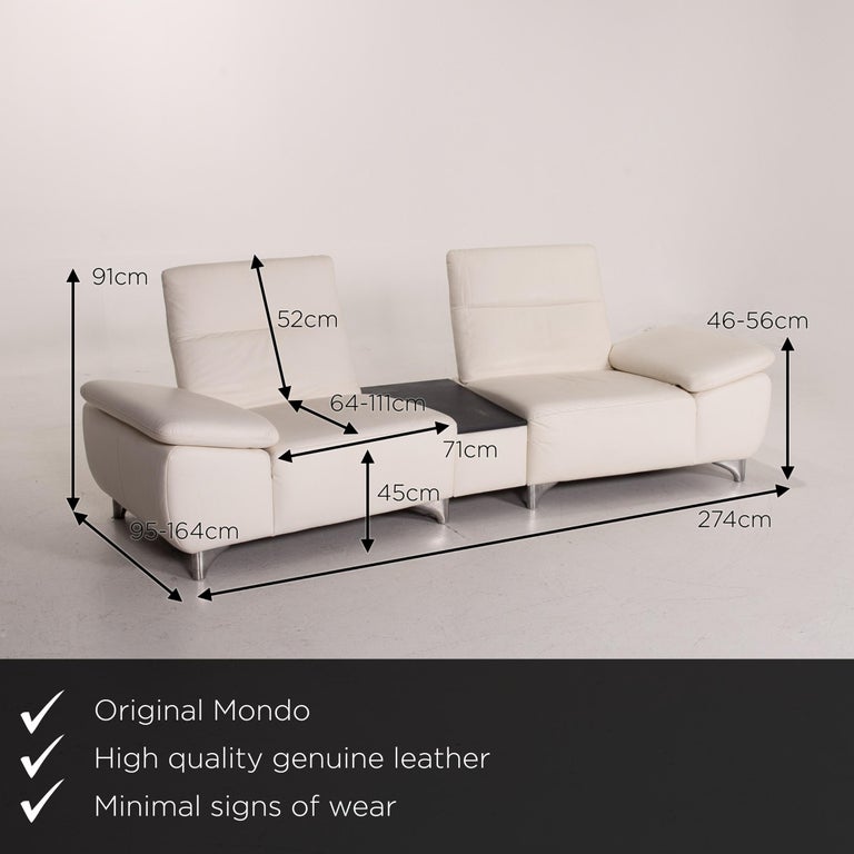 Mondo Leather Sofa White Two-Seat Relax Function Function Couch For Sale at 1stDibs | mondo sofa ...
