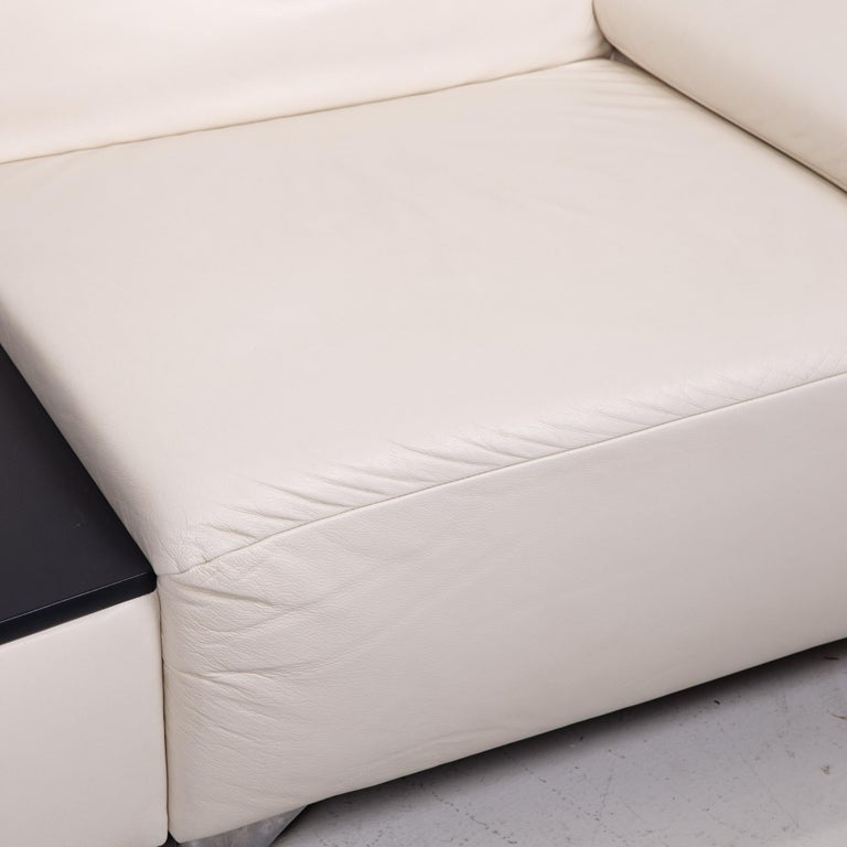 Mondo Leather Sofa White Two-Seat Relax Function Function Couch For ...