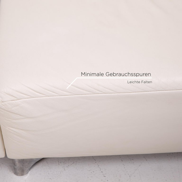 Mondo Leather Sofa White Two-Seat Relax Function Function Couch For ...