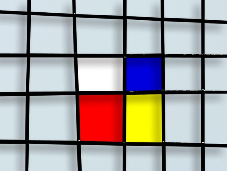 "Mondrian" Original Glass and Metal Wall Sculpture For Sale at 1stDibs