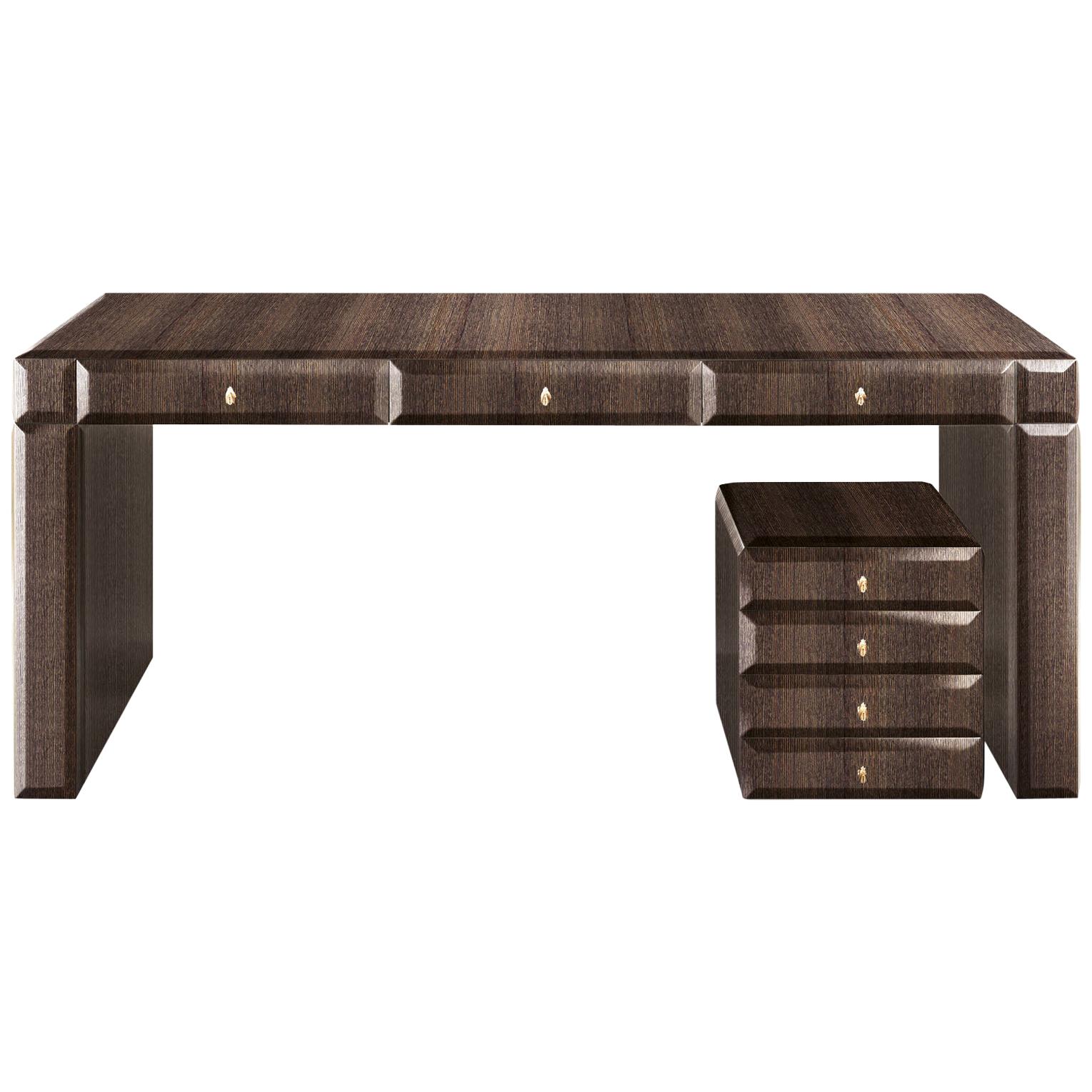 Modern Acrylic Waterfall and Wenge Desk with Zebrawood Interior, in ...