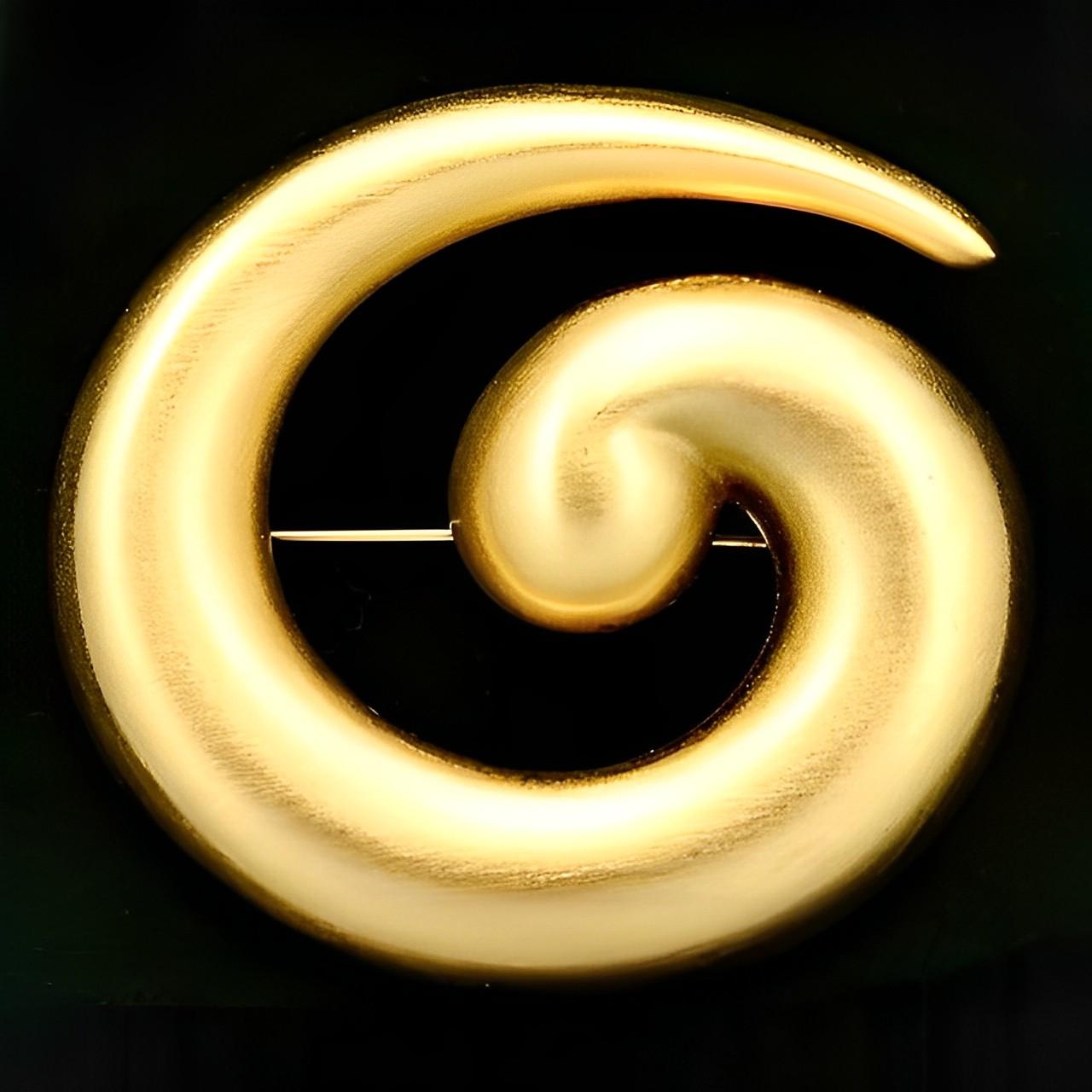 Monet Brushed Gold Plated Swirl Brooch circa 1980s For Sale at 1stDibs
