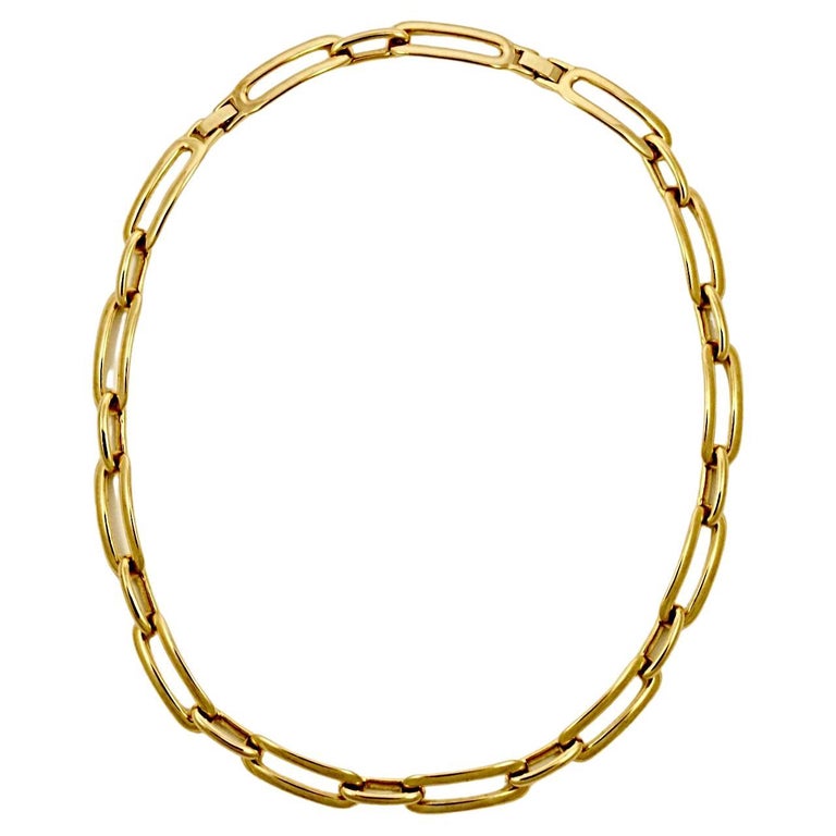 Monet Gold Plated Adjustable Oblong Link Chain Necklace circa 1980s For ...