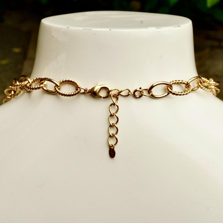 Monet Gold Plated Oval Link Chain Necklace circa 1980s For Sale at 1stDibs