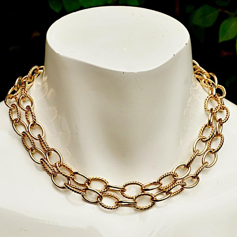 Monet Gold Plated Oval Link Chain Necklace circa 1980s For Sale at 1stDibs