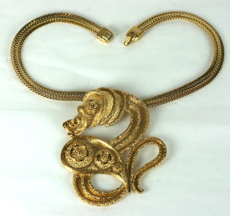 Monet Mythical Gold Seahorse Pendant Necklace For Sale at 1stDibs
