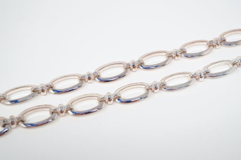 Monet Vintage Silver Chunky Chain Necklace with Branded Toggle Clasp at ...