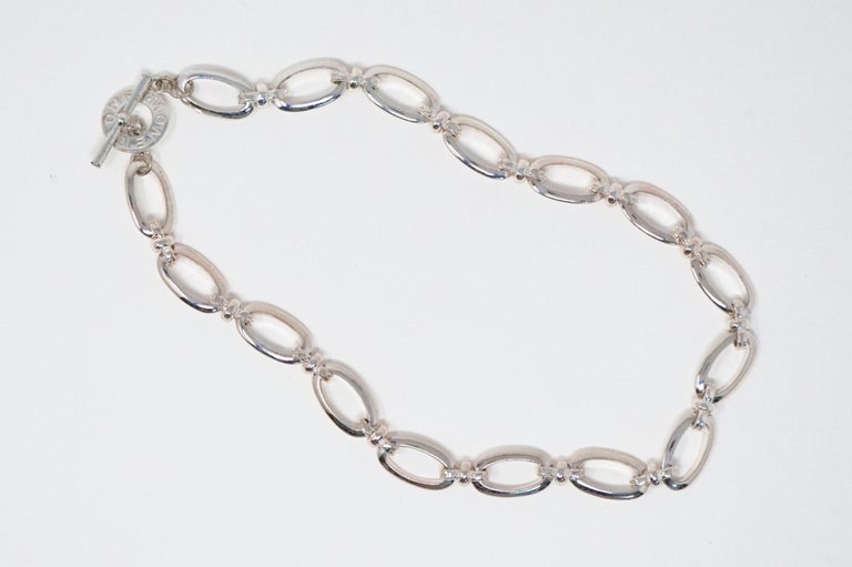 Monet Vintage Silver Chunky Chain Necklace with Branded Toggle Clasp at ...