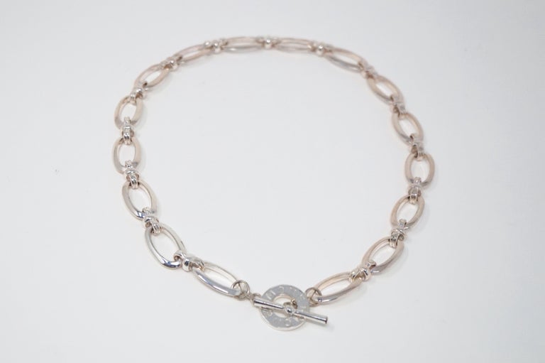 Monet Vintage Silver Chunky Chain Necklace with Branded Toggle Clasp at ...